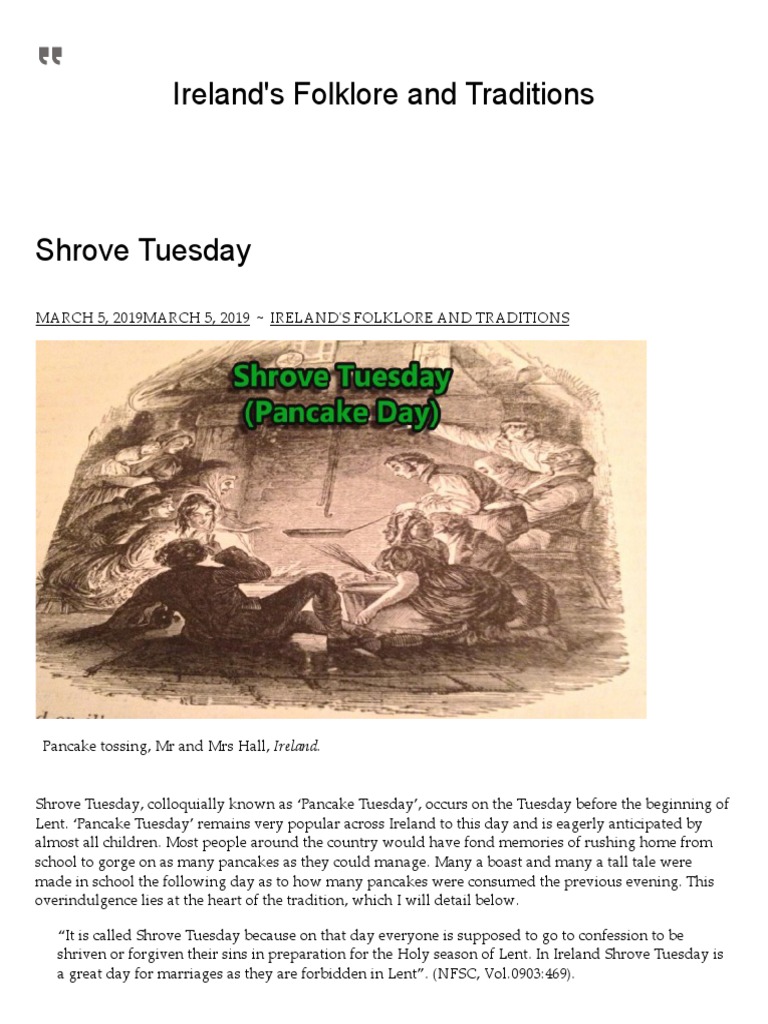 Shrove Tuesday (Pancake Tuesday) | PDF | Social Science