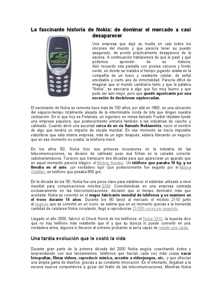 La Fascinante Historia de Nokia | PDF | Nokia | Ios