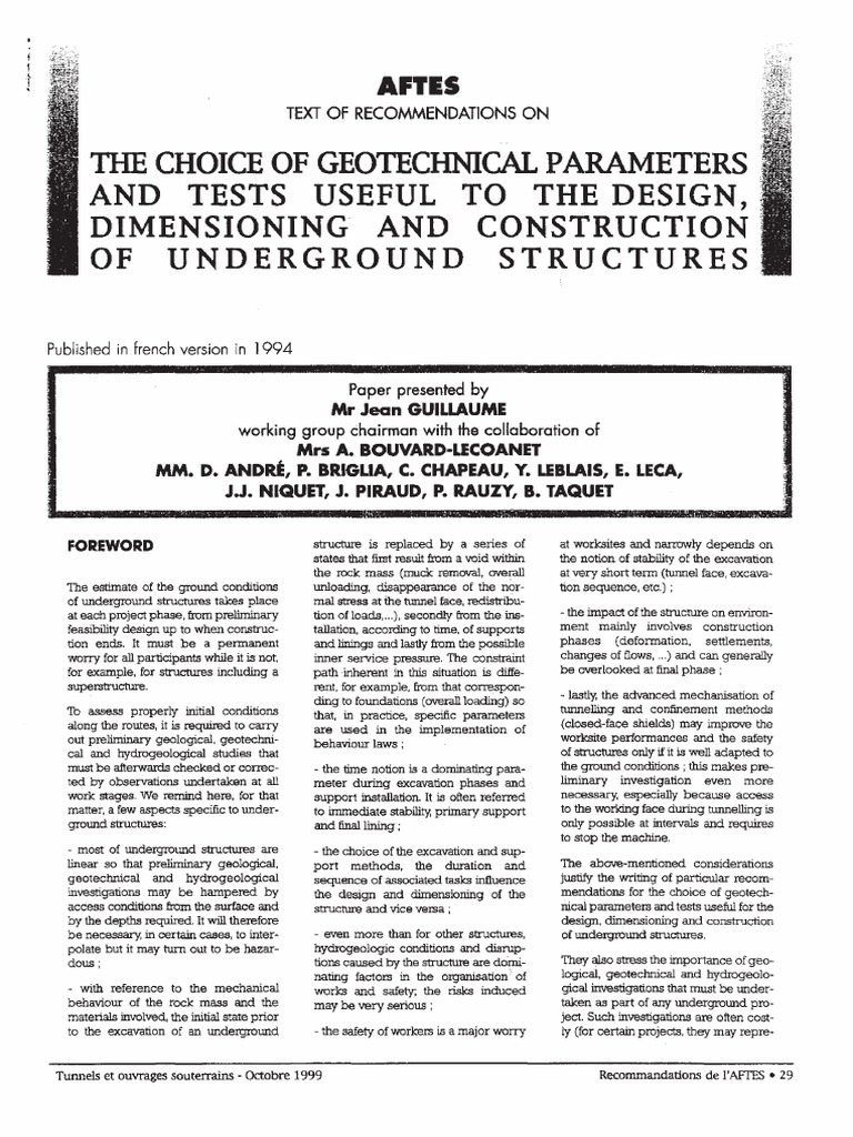 The Choice of Geotechnical Parameters and Tests Useful To The Design ...