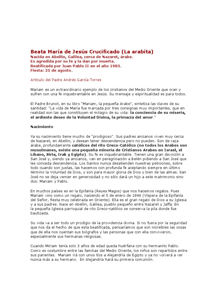 Maian. Beata Maria de Jesus Crucificado | PDF | María, madre de Jesús ...