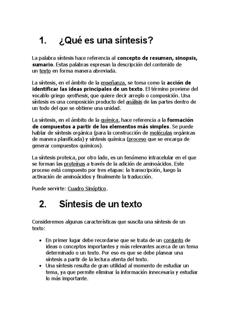 Sintesis | PDF | Proteínas | Palabra