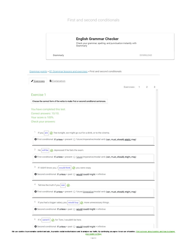 First and Second Conditionals: English Grammar Checker | PDF | Grammar | Syntax