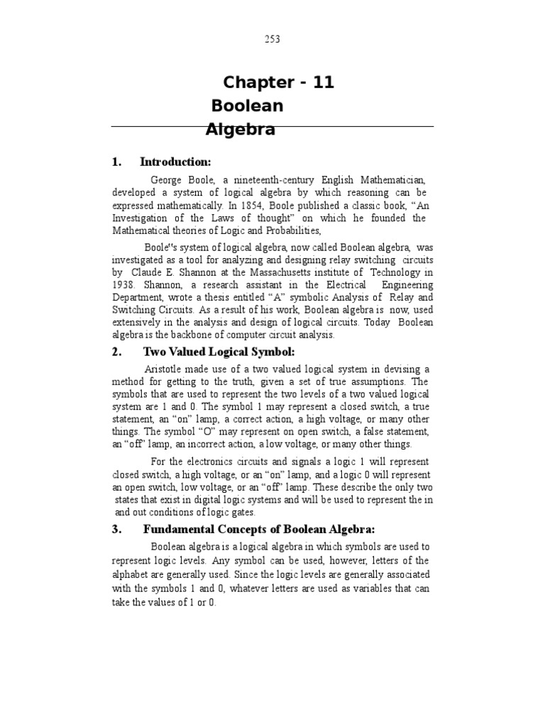 Chapter - 11 Boolean Algebra | PDF | Logic Gate | Boolean Algebra