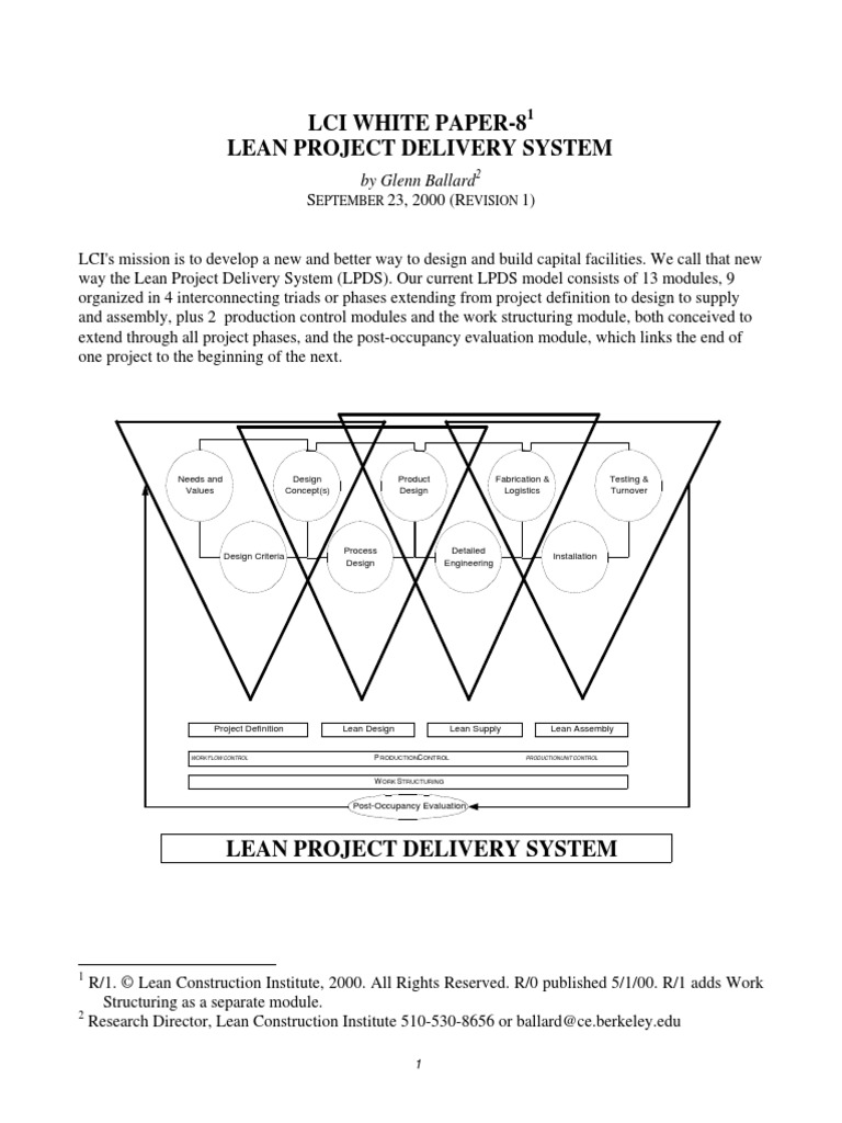 Lci White Paper-8 Lean Project Delivery System: by Glenn Ballard | PDF | Design | Inventory