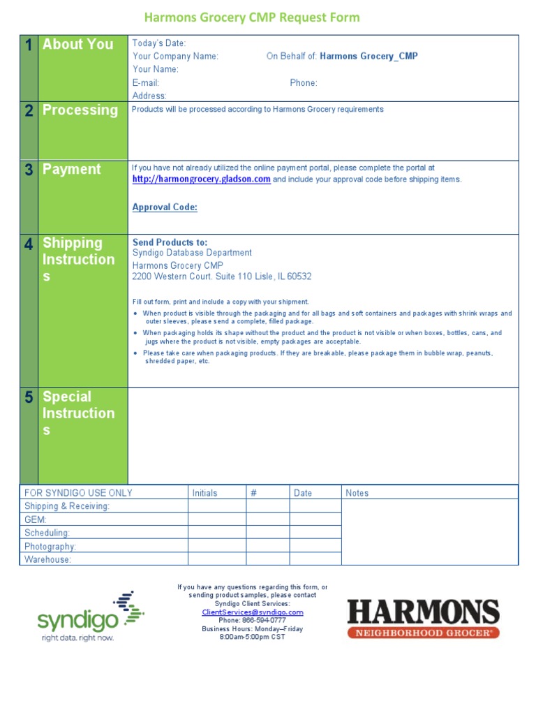 Harmons Grocery CMP Request Form | PDF | Packaging And Labeling | Business