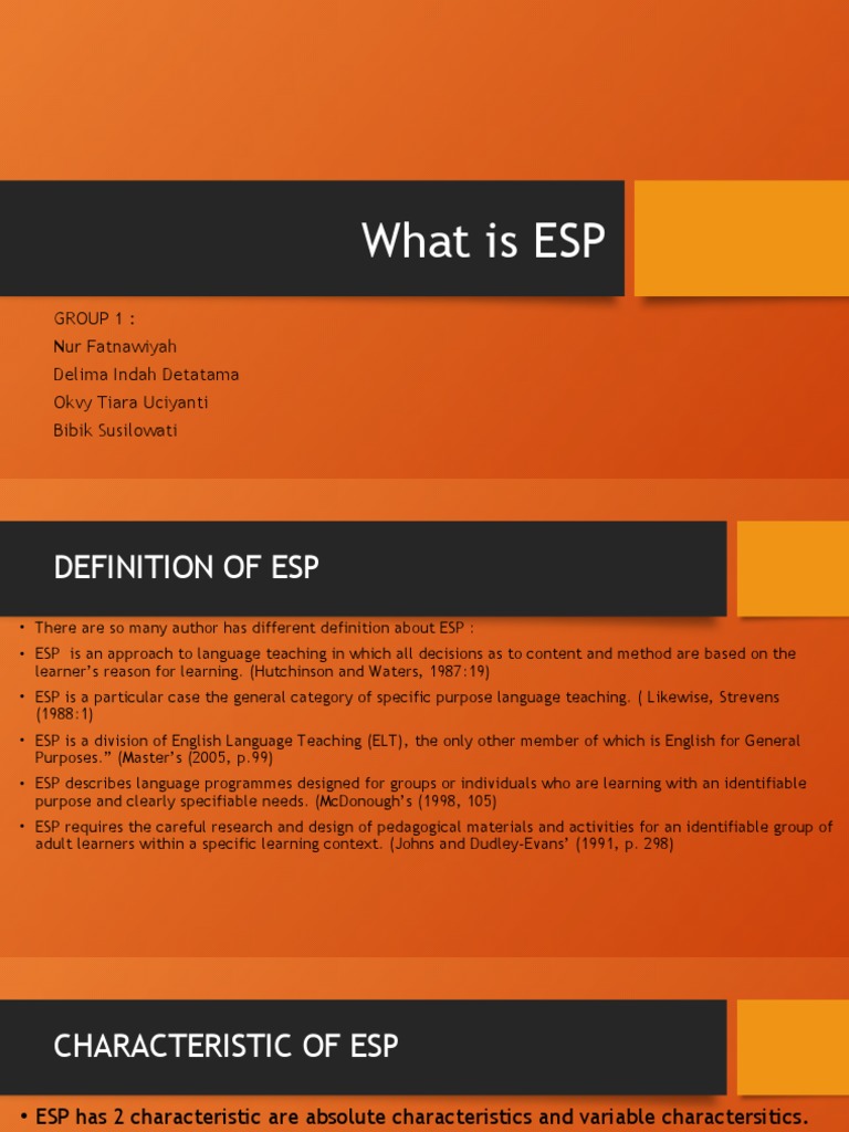 What Is ESP Group 1 | PDF