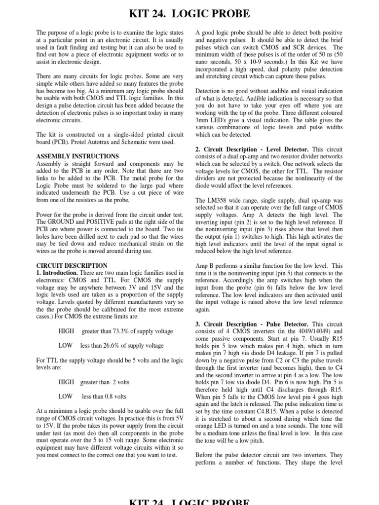 Logic Probe | PDF | Cmos | Electronic Circuits