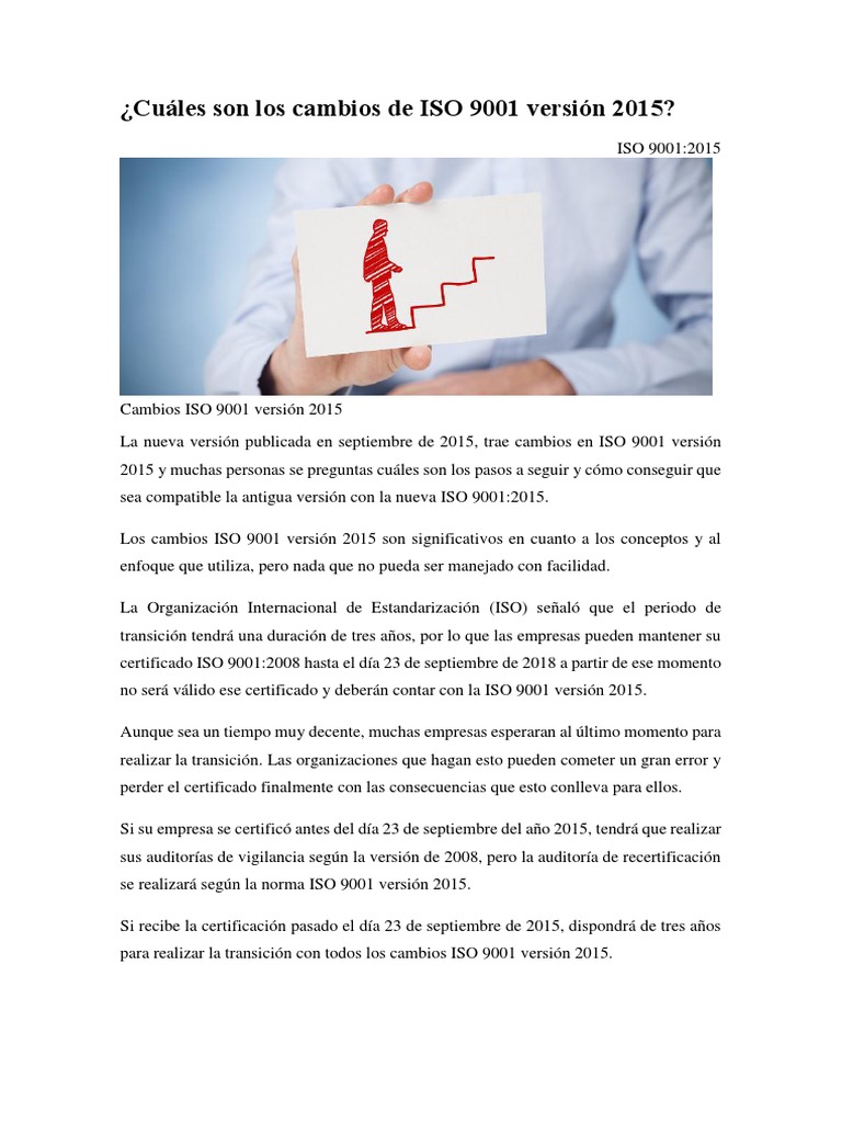 Cambios Norma Iso 9000, Version 2008-2015 | PDF | Iso 9000 | Gestión de ...