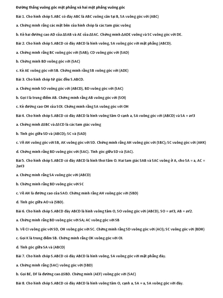 (123doc) - Bai-Tap-Quan-He-Vuong-Goc-Trong-Khong-Gian | PDF