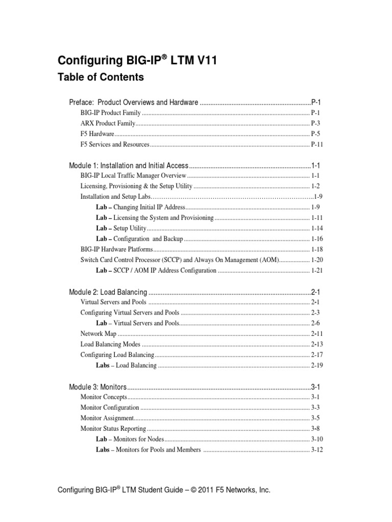 Configuring BIG-IP LTM Student Guide - © 2011 F5 Networks, Inc | PDF | Load Balancing (Computing ...