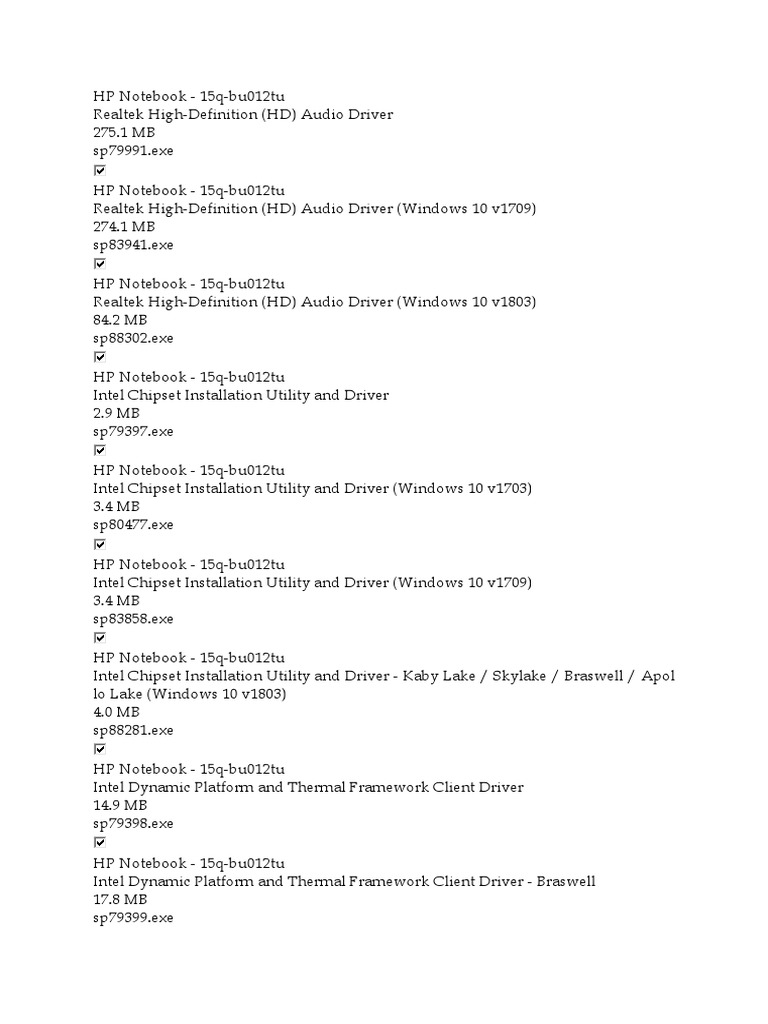 HP Notebook DRIVER LIST | PDF | Laptop | Computer Hardware