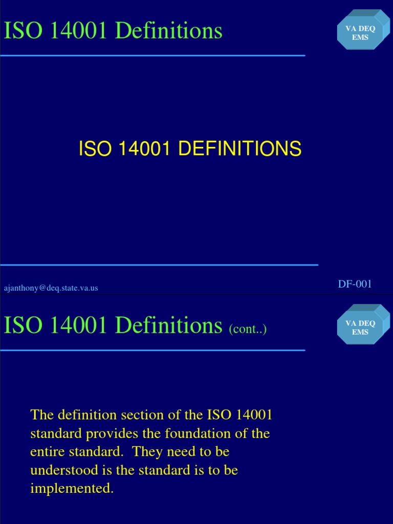 ISO 14001 Standard Definitions | PDF | Economy And The Environment ...