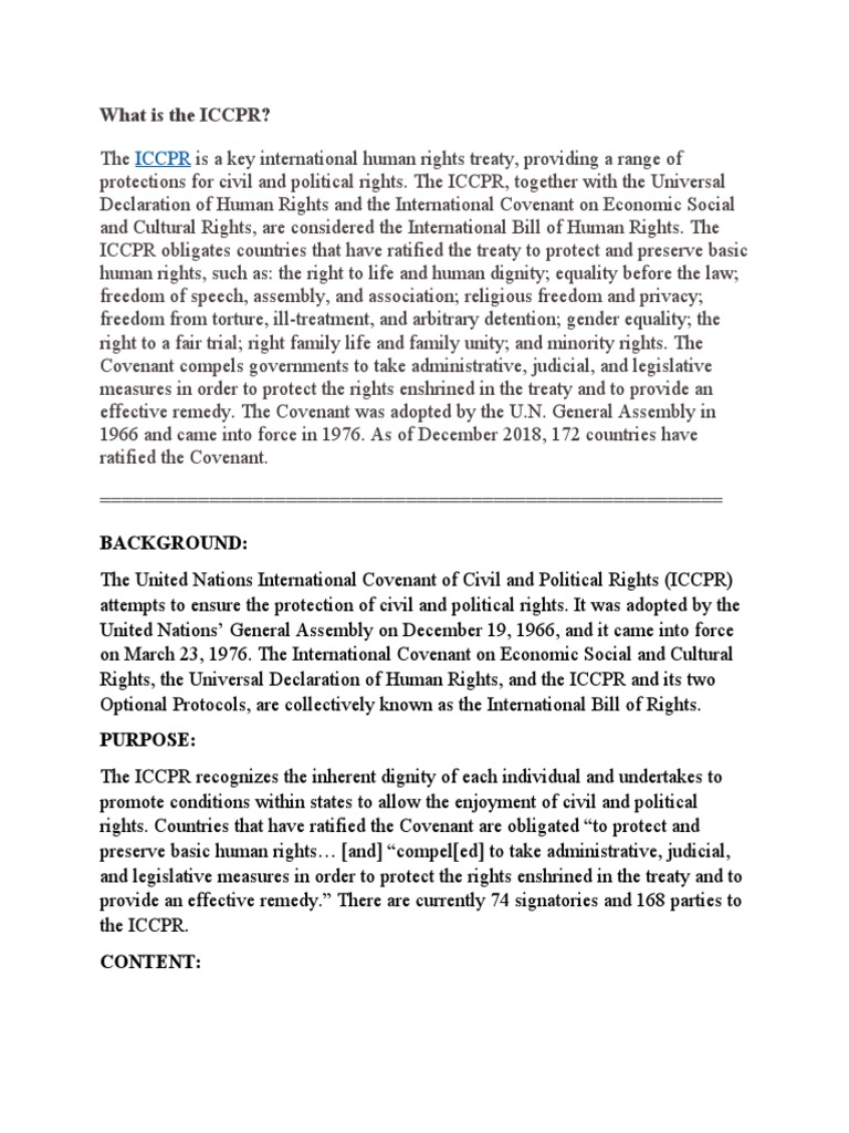 What Is The ICCPR | PDF | Treaty | Human Rights