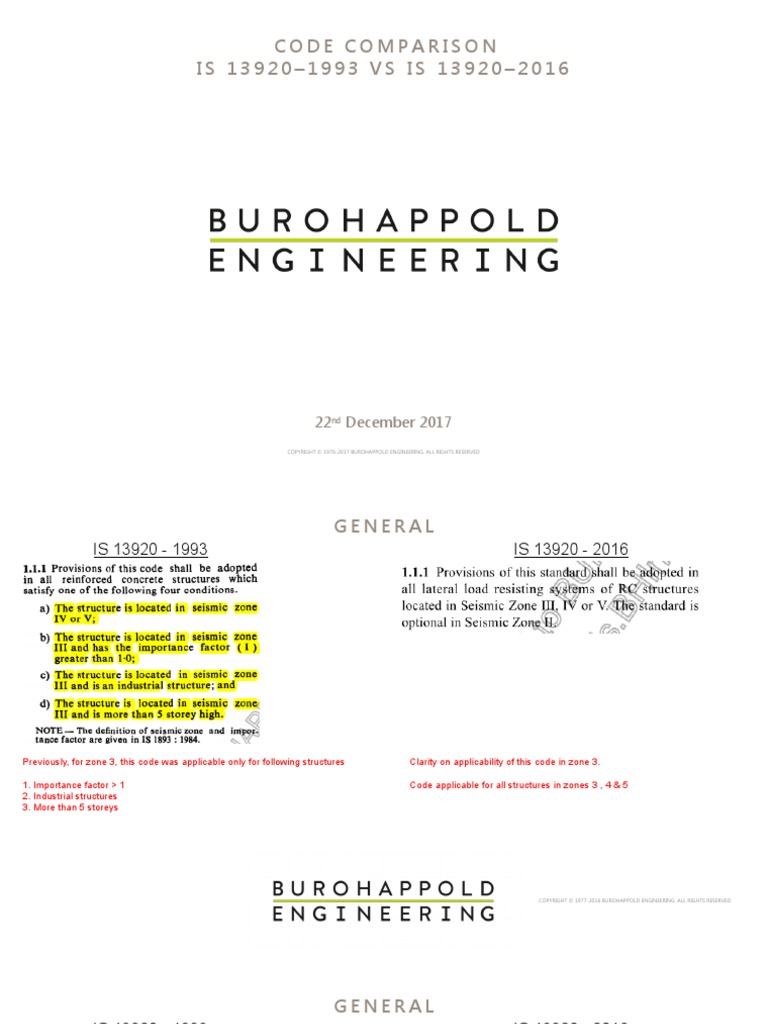 IS 13920 - 1993vs2016 | PDF | Beam (Structure) | Shear Stress