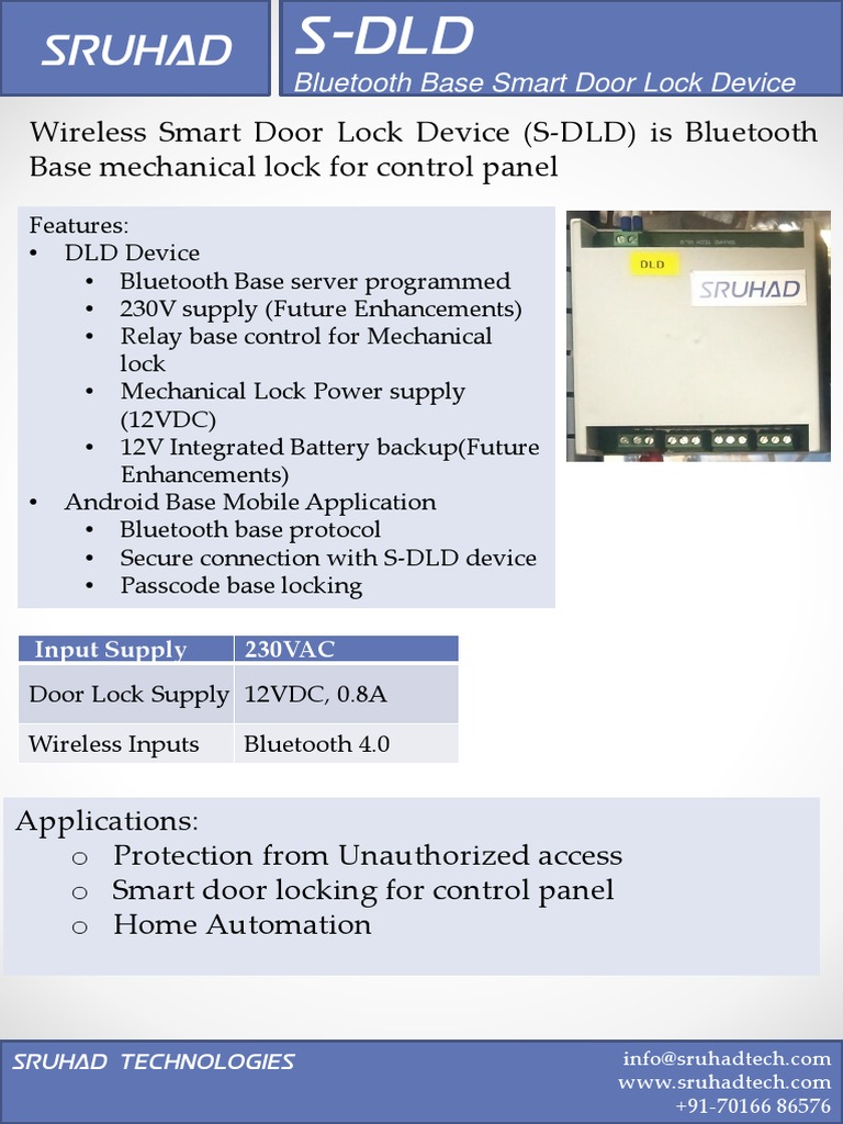 S-DLD Device Datasheet | PDF | Bluetooth | Access Control