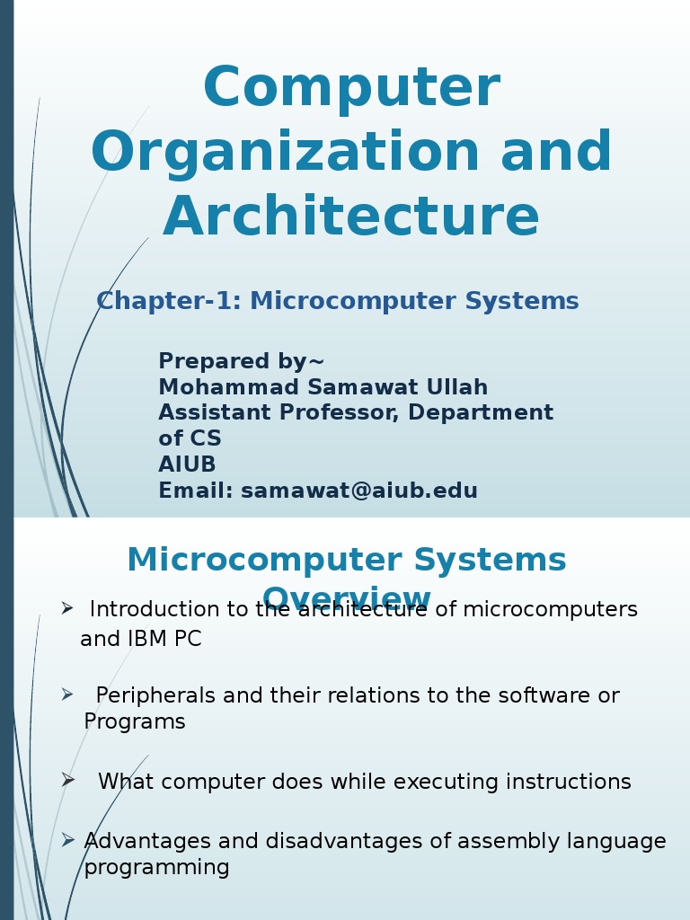 Computer Organization And Architecture Chapter 1 Microcomputer Systems Pdf Central 