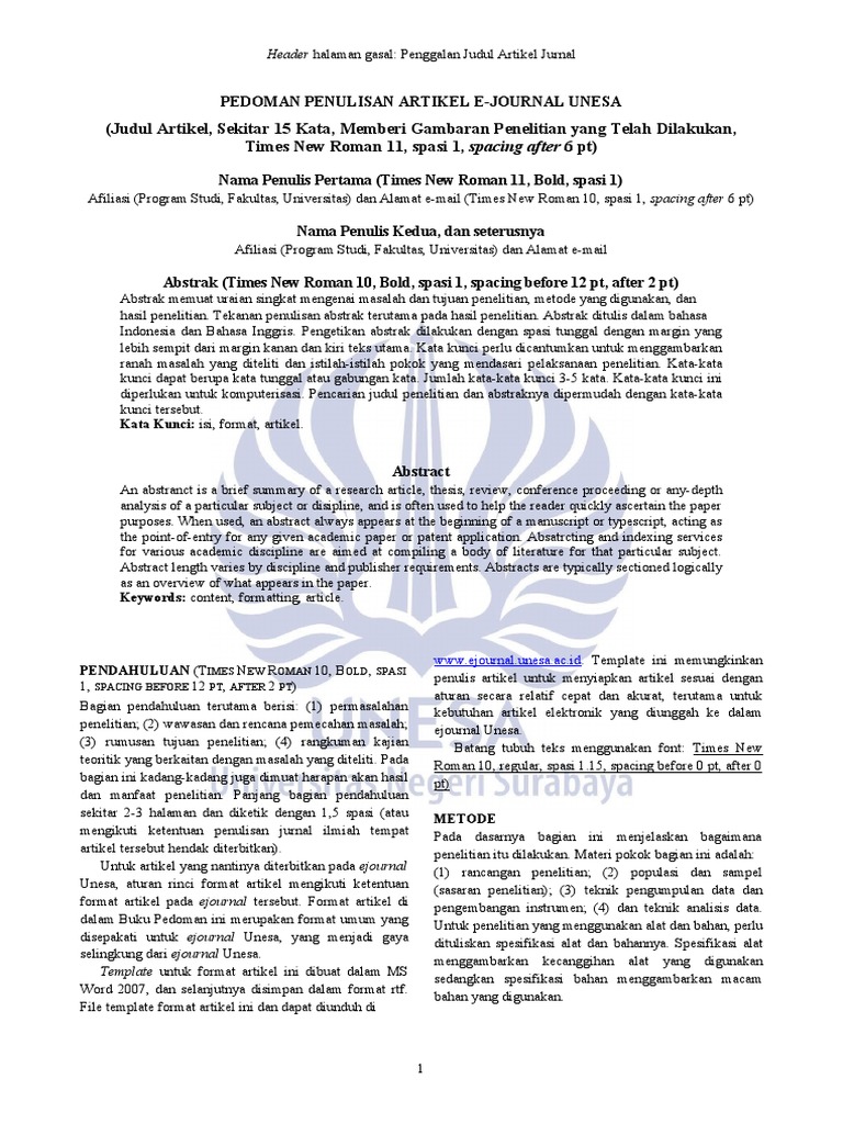 Template Ejournal Unesa | PDF