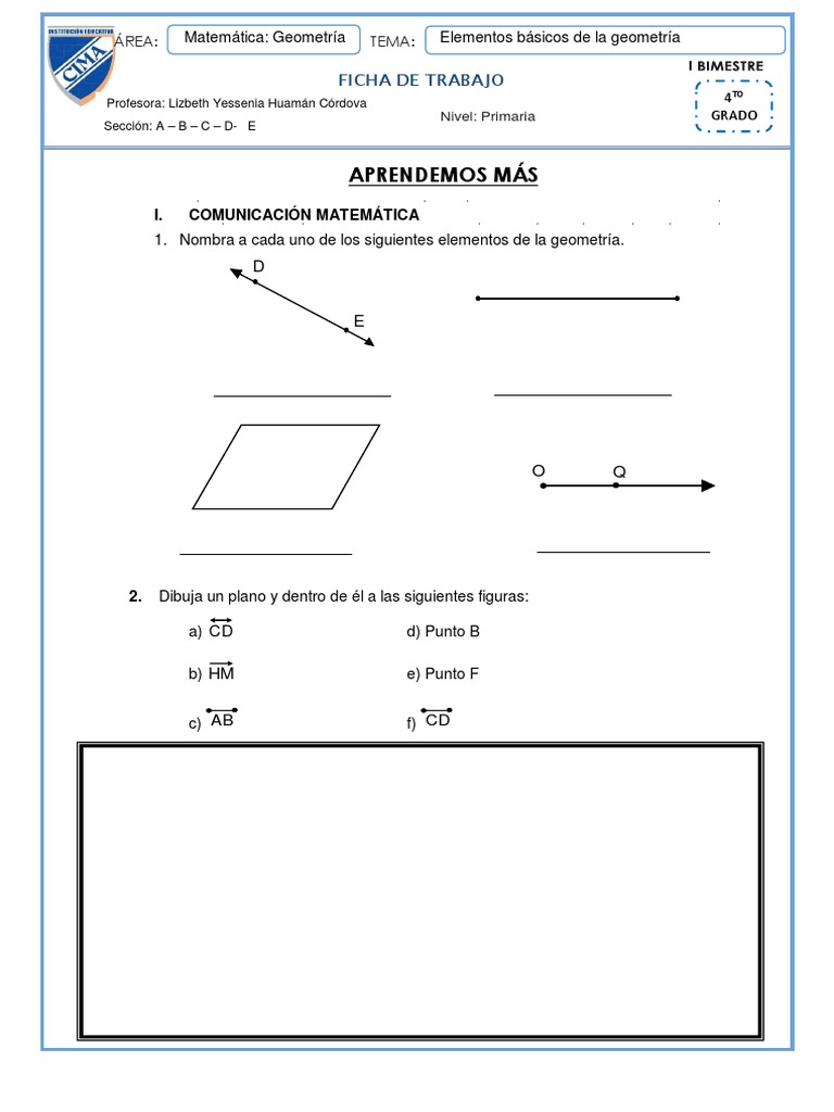 Hoja De Trabajo De Problemas De Geometría