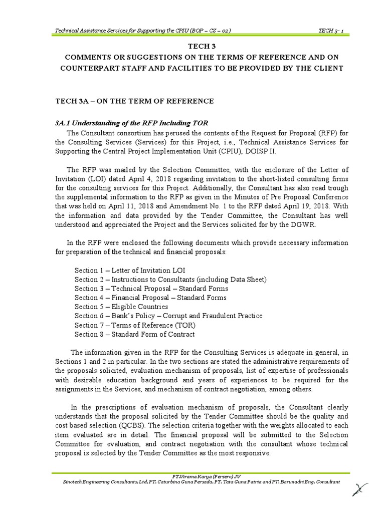 Tech 3 Comments or Suggestions On The Terms of Reference and On ...