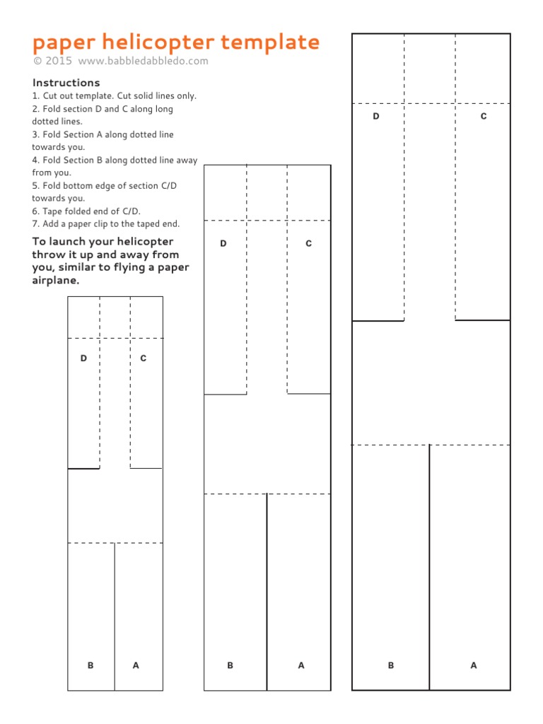 Paper Helicopter TEMPLATE PDF | PDF