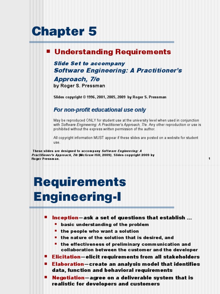 Pressman - Pressman - Chapter 5 - Understanding Requirements - Chapter ...