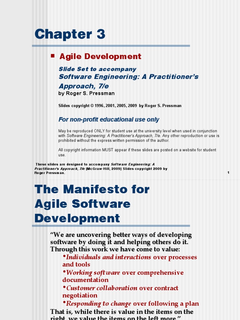 Agile Development: Software Engineering: A Practitioner's Approach, 7/e ...