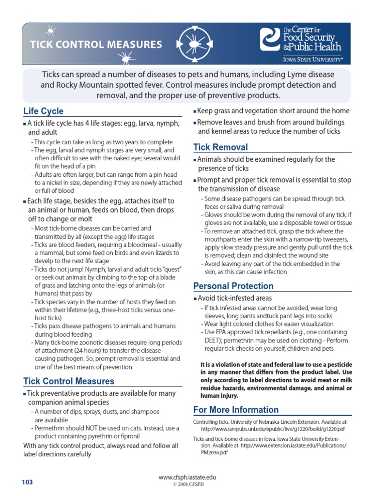 TIck Control Measures | PDF | Wellness | Medical