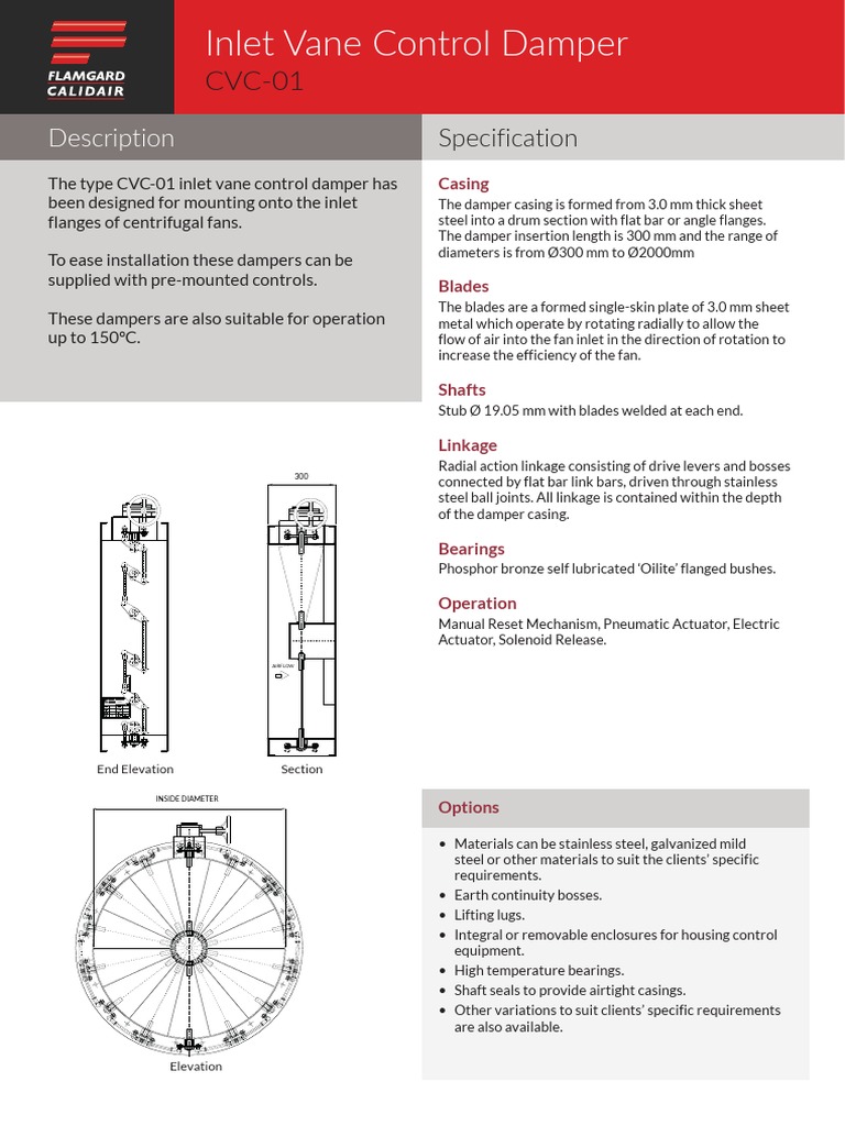 11 CVC 01 INLET VANE CONTROL DAMPER Flamgard Calidair Product Data ...