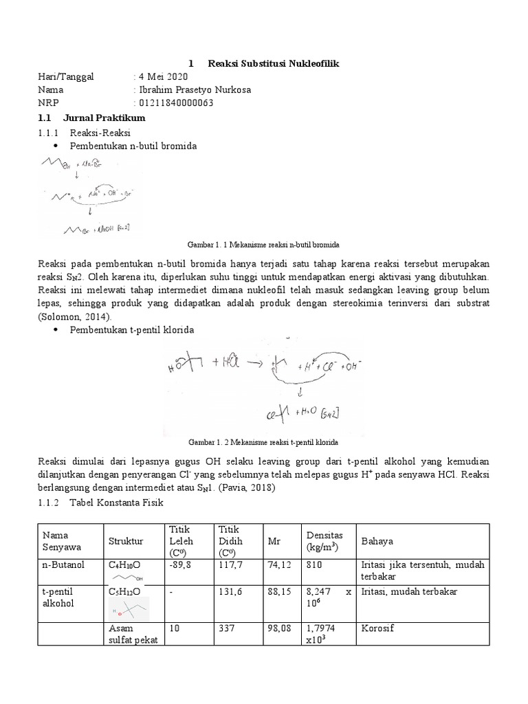 Praktikum Reaksi SN1 dan SN2 | PDF
