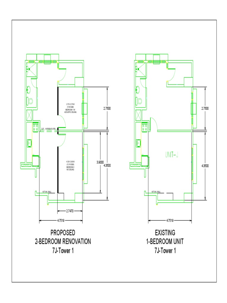 Proposed 2-Bedroom Renovation 7J-Tower 1 Existing 1-Bedroom Unit 7J ...