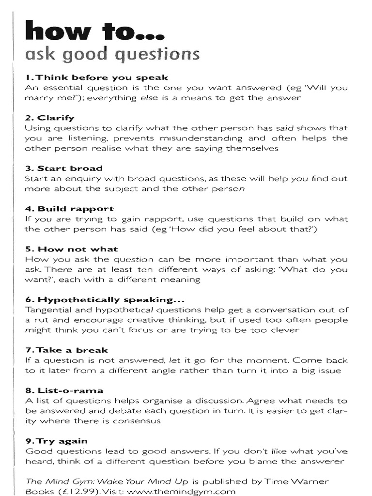 How To Ask Good Questions PDF | PDF