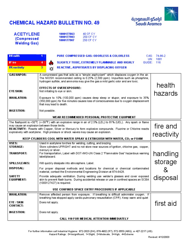 Health Hazards: Chemical Hazard Bulletin No. 49 | PDF | Oxygen ...