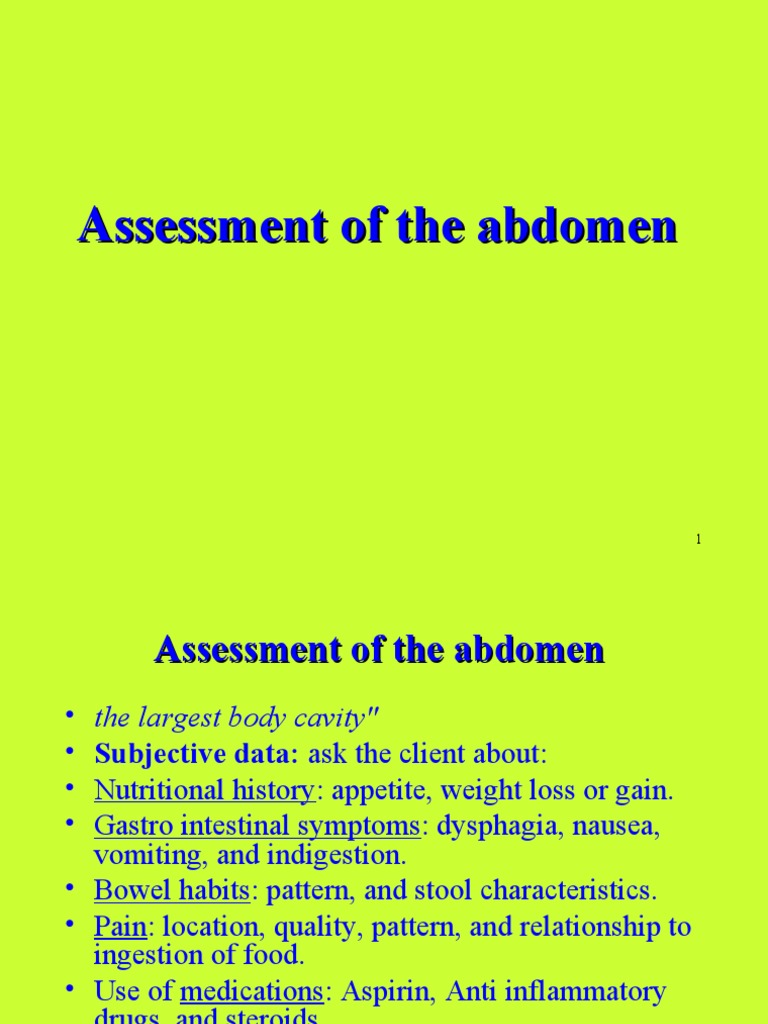 Assess Abdomen Quickly Using 4 Steps | PDF | Abdomen | Clinical Medicine