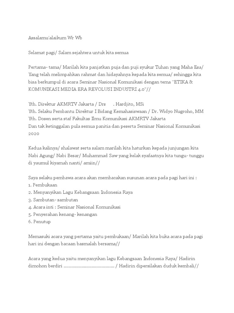 Contoh Teks MC Formal | PDF