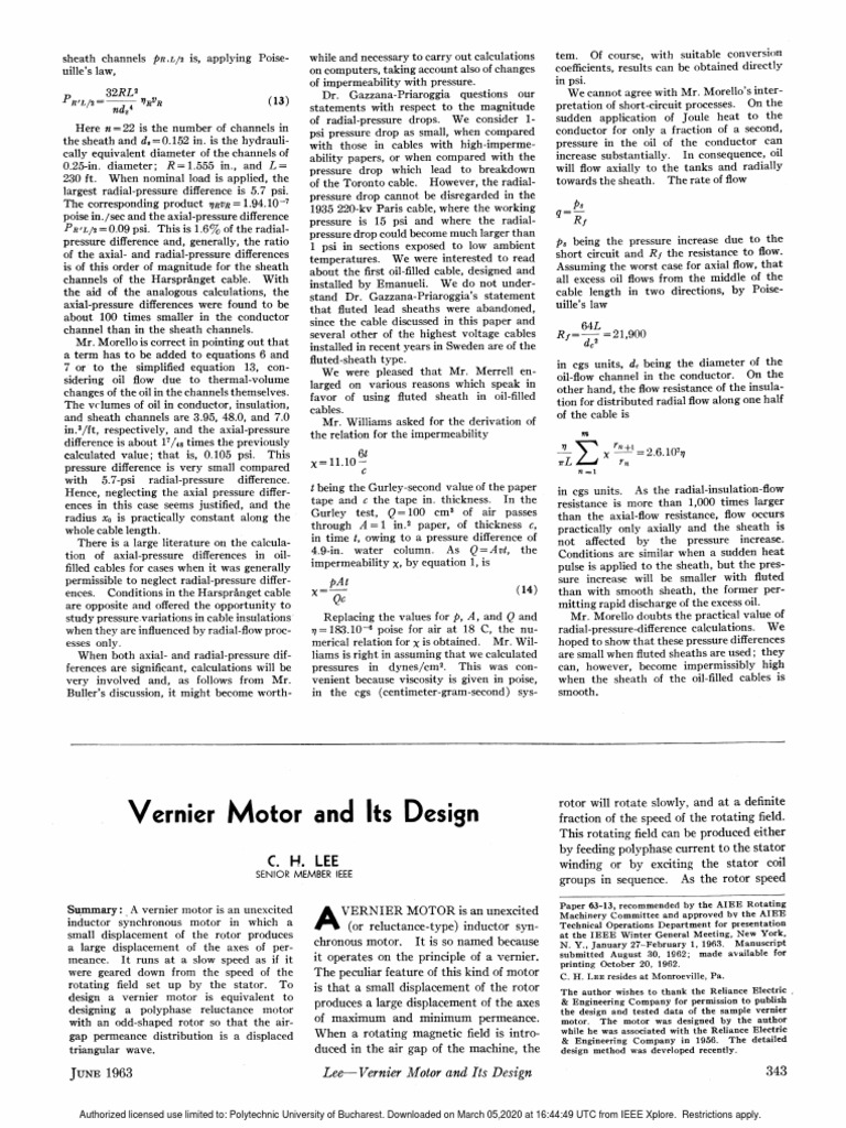 Vernier Motor and Its Design | PDF | Electric Motor | Torque