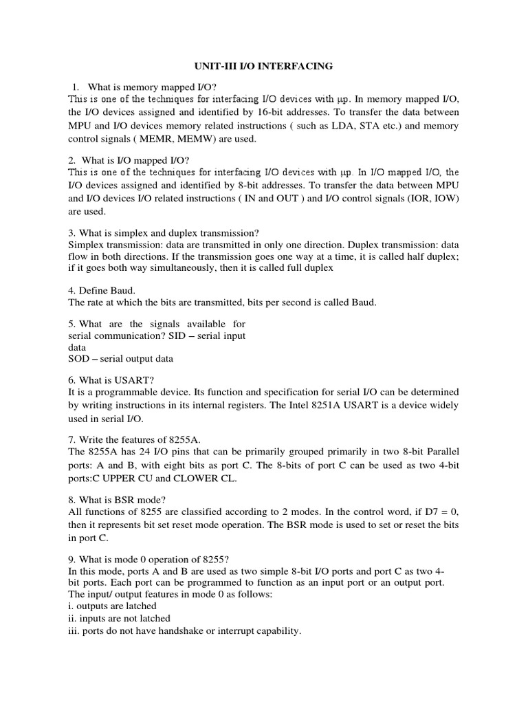 UNITIII 2 Marks | PDF | Analog To Digital Converter | Input/Output