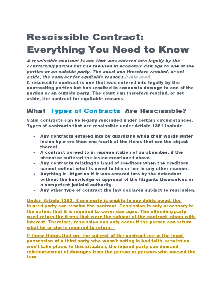 Rescissible Contract: Everything You Need To Know: Types of Contracts ...