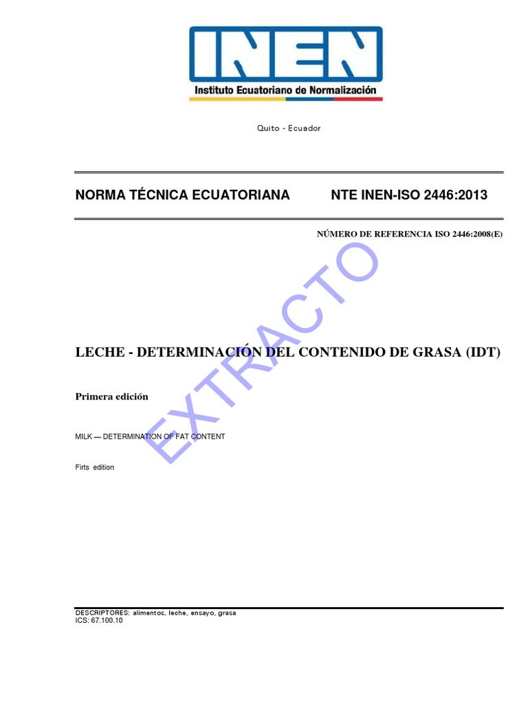 Norma Técnica Ecuatoriana Nte Inen-Iso PDF | PDF | Organización internacional para la ...