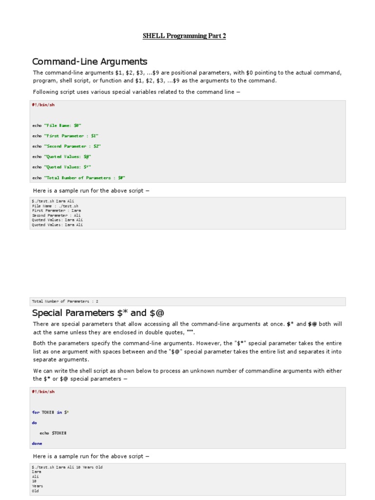 Command Line Shell Programming Part 2 Pdf Command Line Interface Parameter Computer