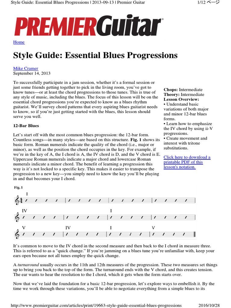 Style Guide: Essential Blues Progressions: Chops: Intermediate Theory ...
