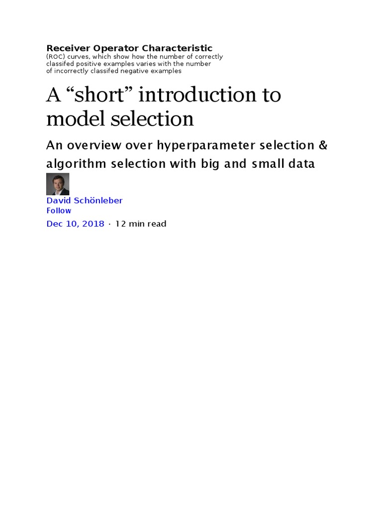 Receiver Operator Characteristic | PDF | Cross Validation (Statistics) | Statistical Classification