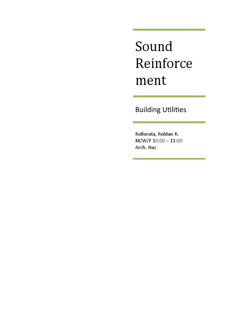 Sound Reinforce Ment: Building Utilities | PDF | Equalization (Audio ...