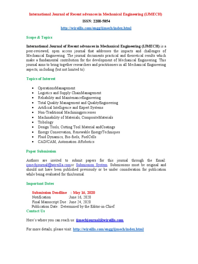 International Journal of Recent Advances in Mechanical Engineering ...