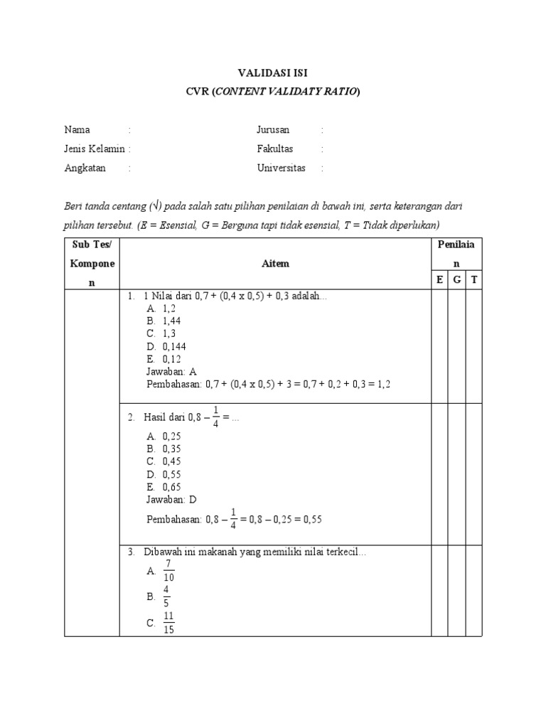 Validasi Isi Vanessa | PDF