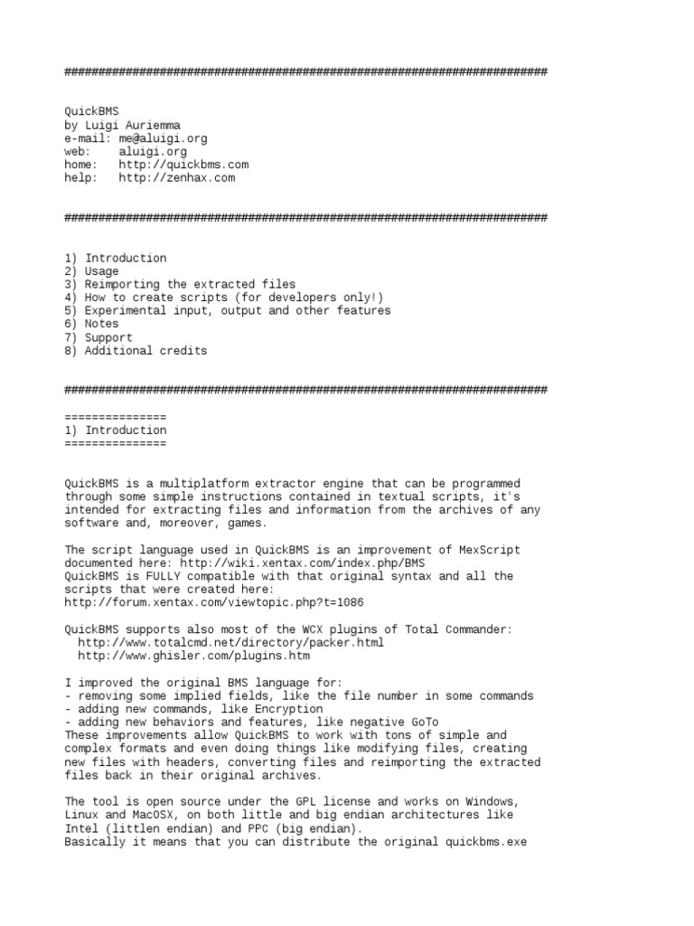 Quick Bms Documentation | Download Free PDF | Command Line Interface | Computer File