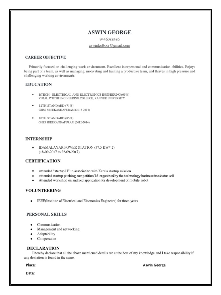 ASWIN CV New2 PDF | PDF