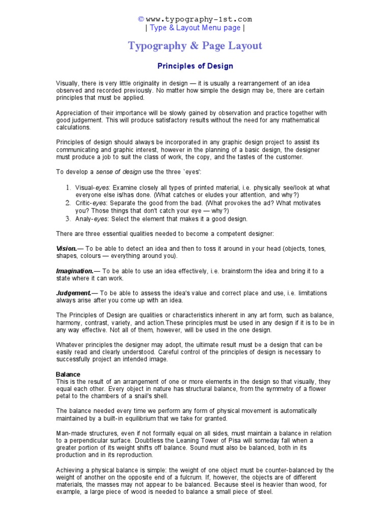 Typography & Page Layout Principles of Design | PDF