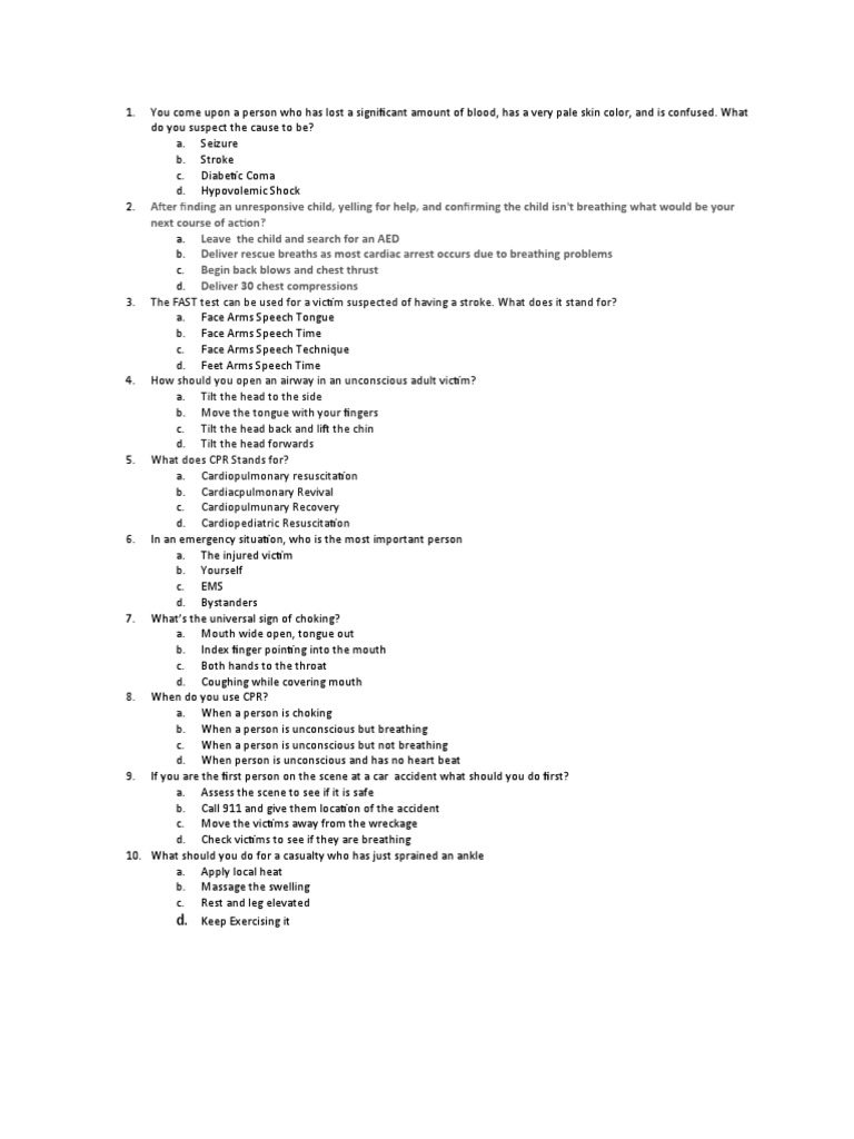 Quiz First Aid