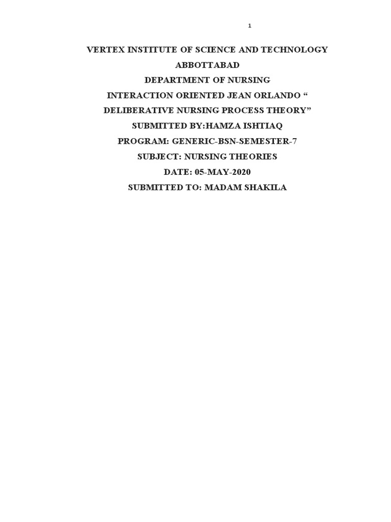 Ida Jean Orlando | PDF | Nursing | Psychological Concepts