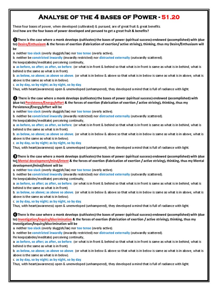 4 Bases of Powers | PDF | Karma | Mind